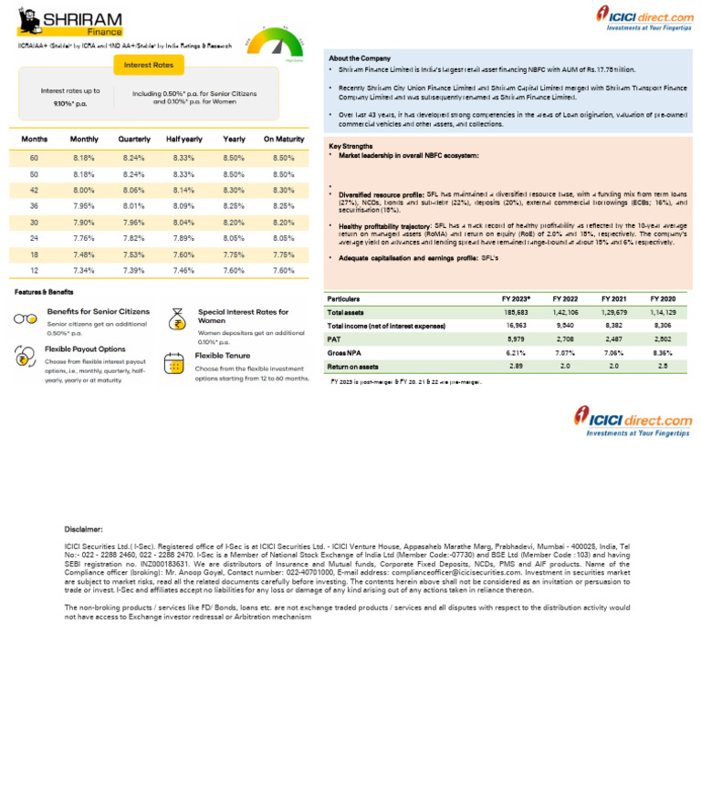 Shriram Finance Corporate FD Rates | PDF