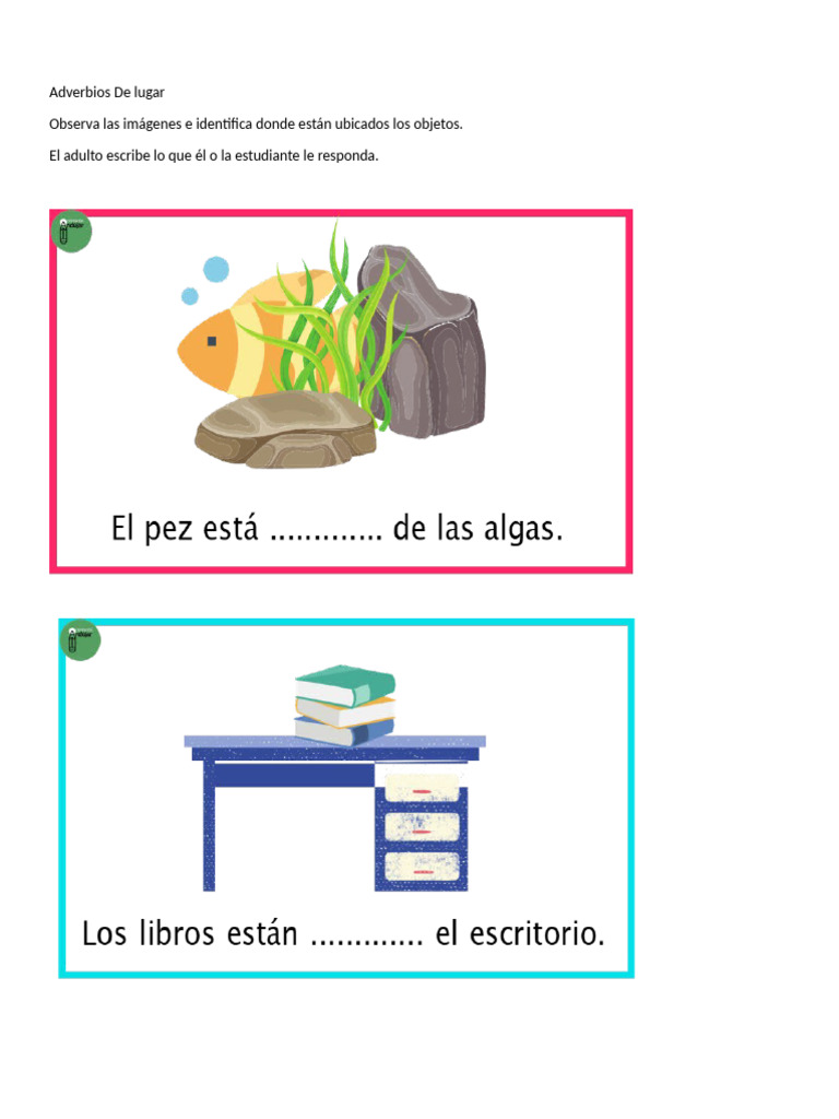 Exemplos De Adverbios De Lugar Ejercicios