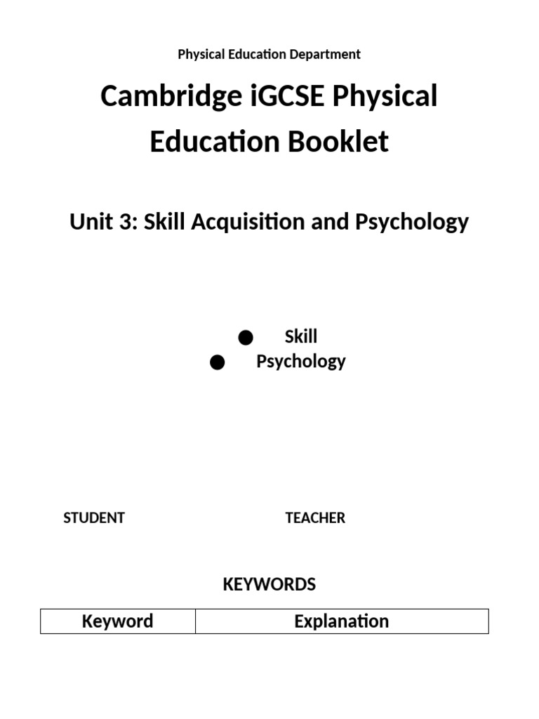 Unit 3 - Skill Acquisition and Psychology | PDF