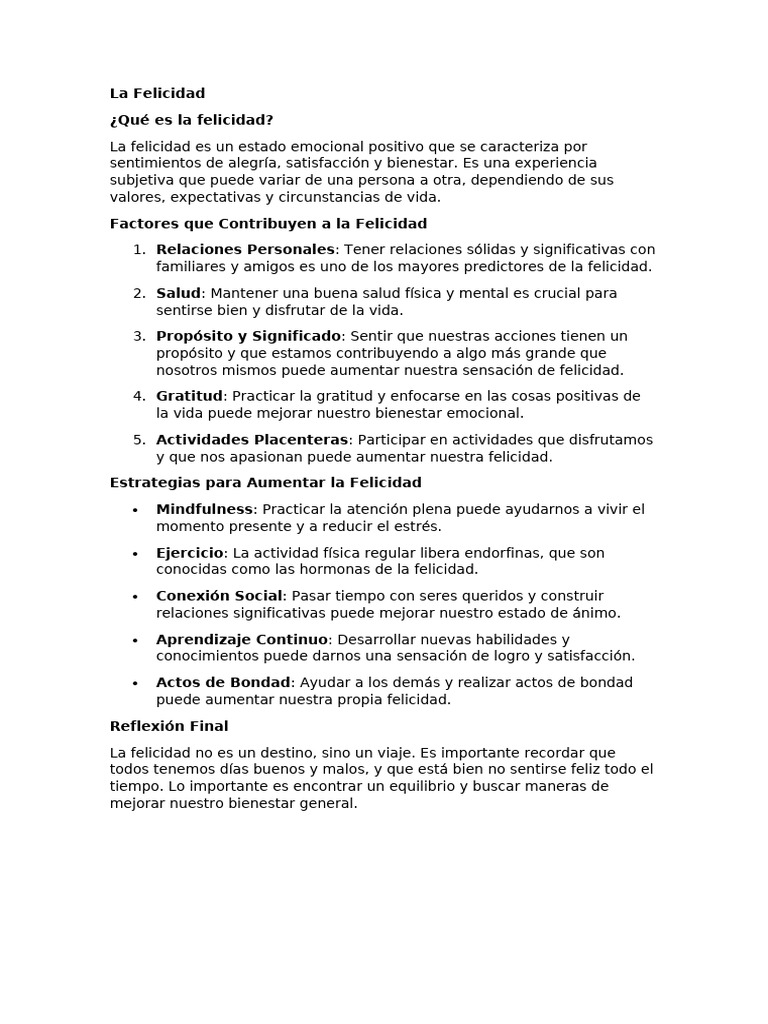 La Felicidad Pdf