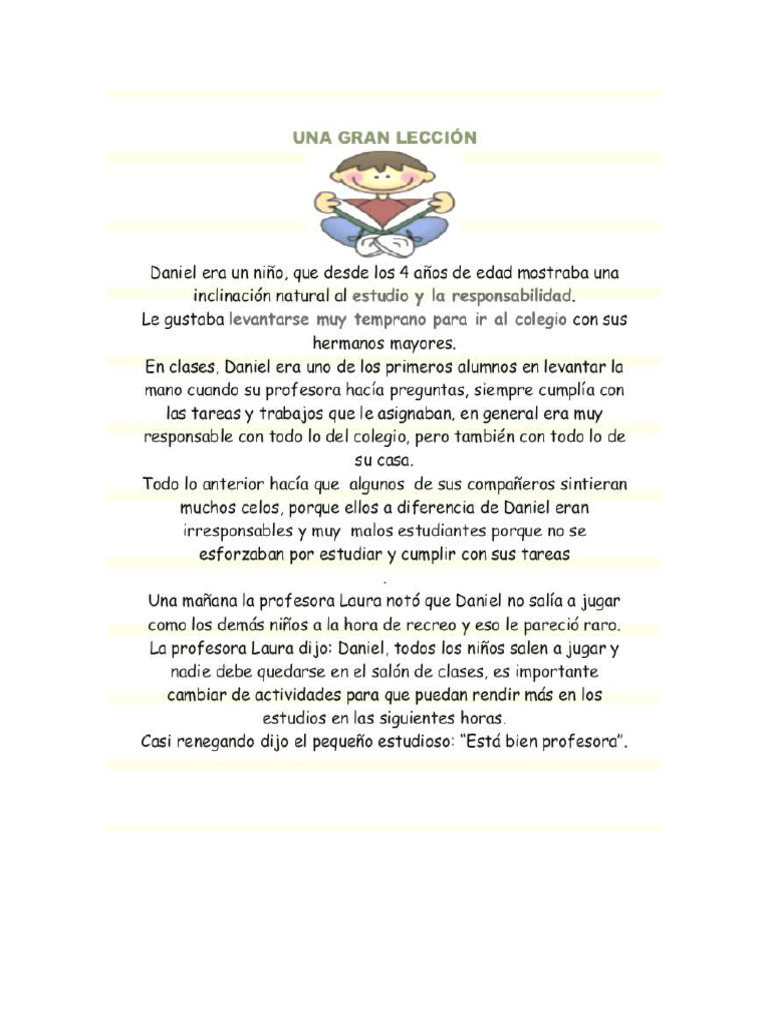 Una Gran Leccion Cuento | PDF