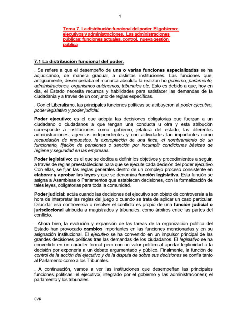 TEMA 7 La distribución funcional del poder | PDF