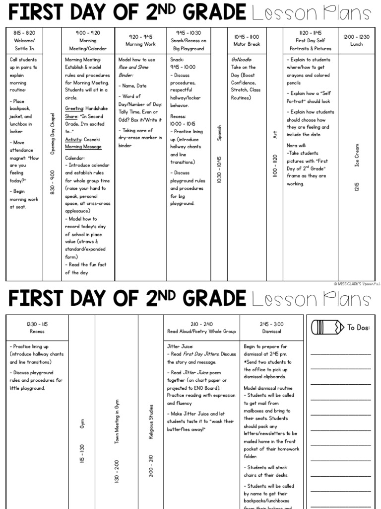 Grade 2 - First 3 Days | PDF