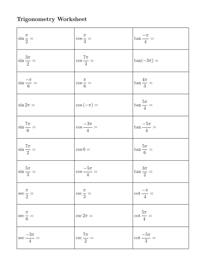 TrigWorksheet Key | PDF