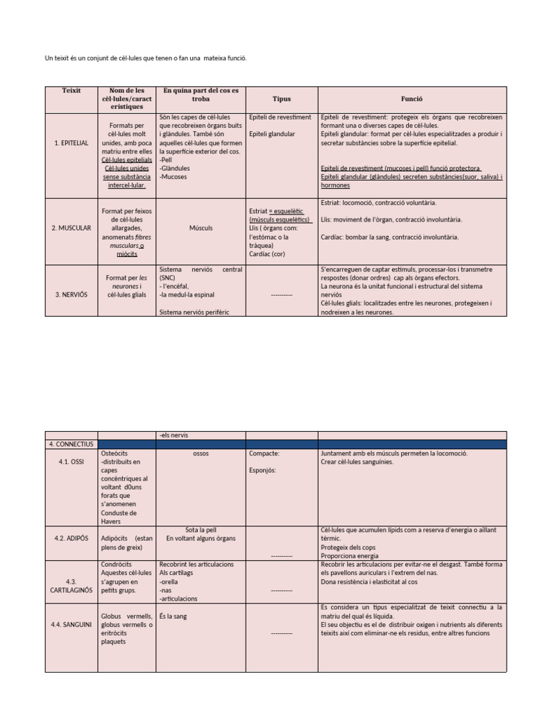 Taula de Teixits | PDF