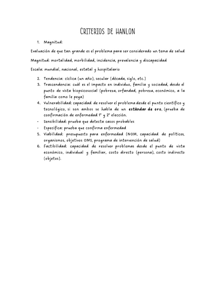 Criterios de Hanlon | PDF