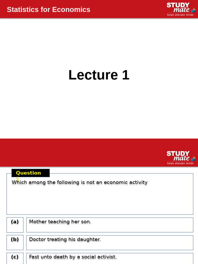 CH 1 Statistics-For-Economics 11th MCQ All1 | PDF