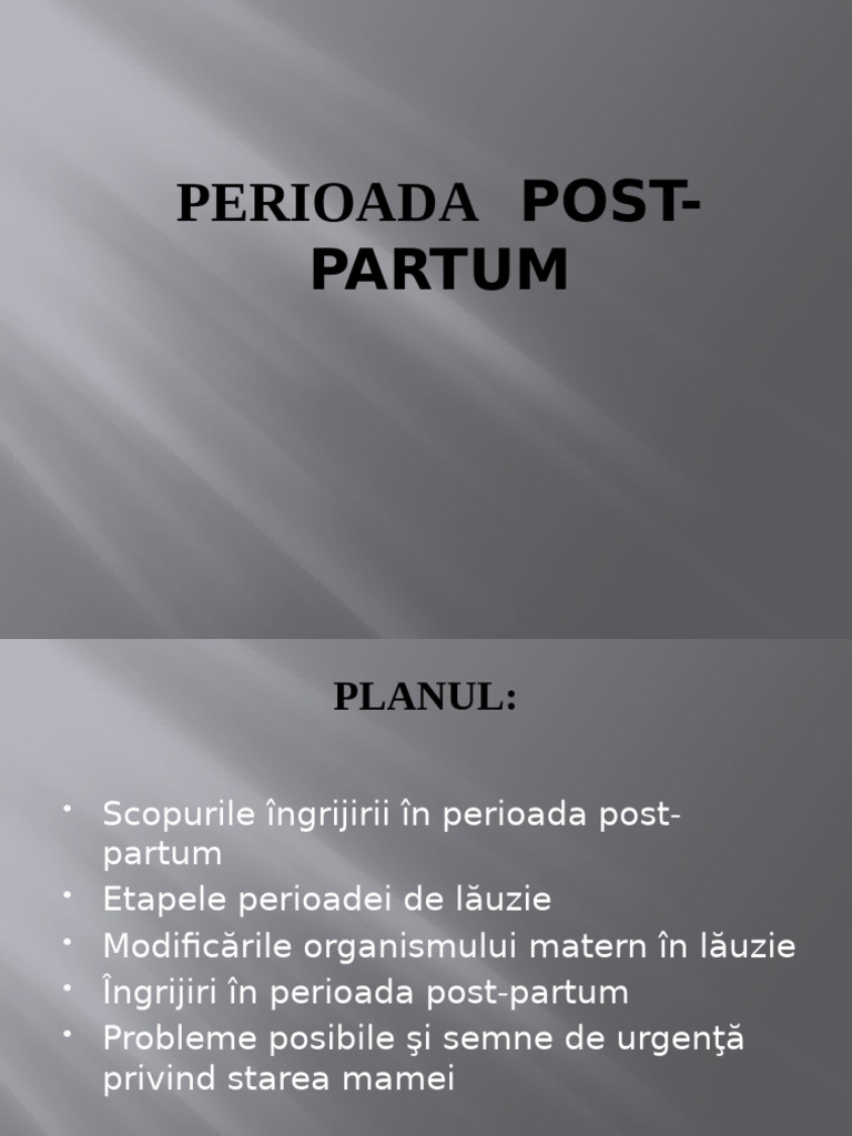 Perioada Postpartum | PDF