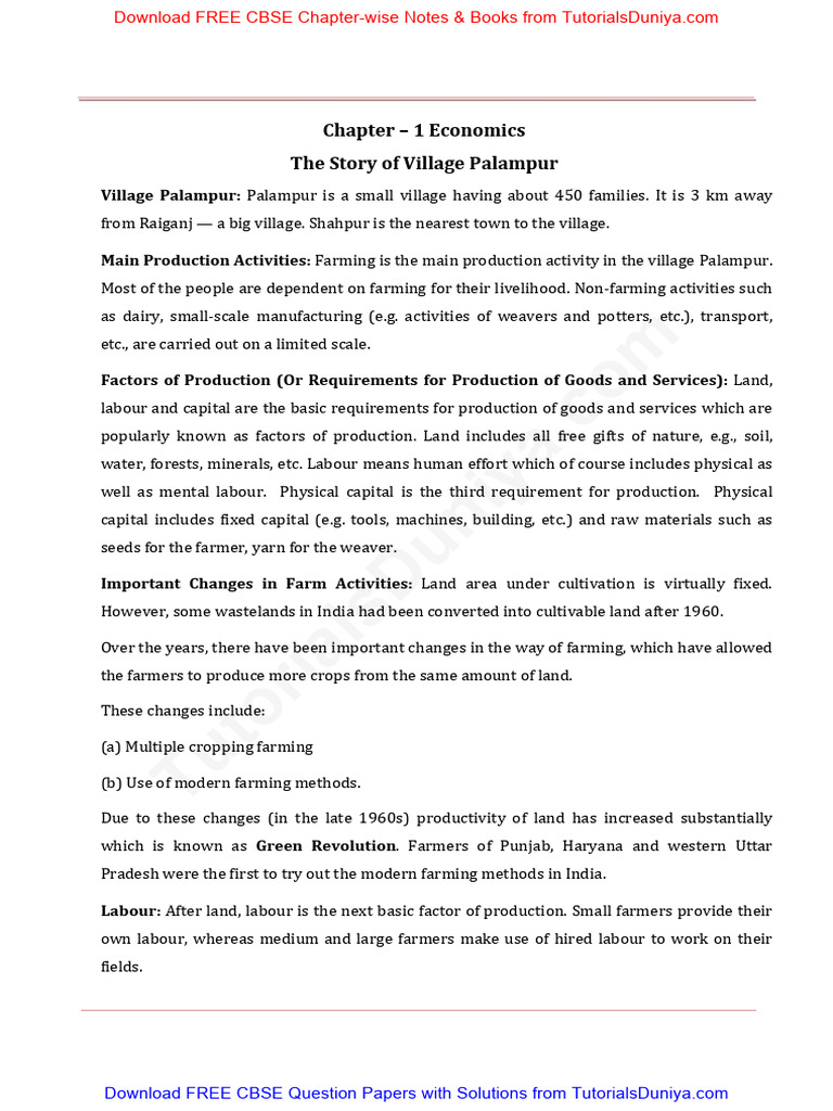Chapter - 1 Economics The Story of Village Palampur | PDF