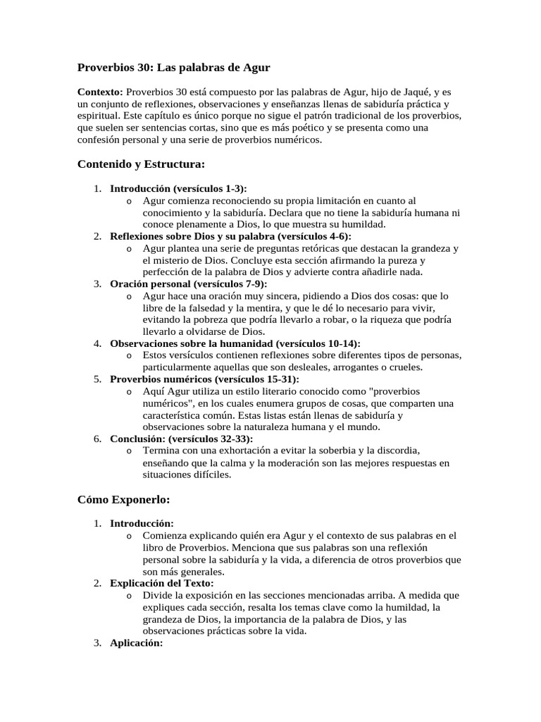Proverbios 30 Palabras de Agur | PDF