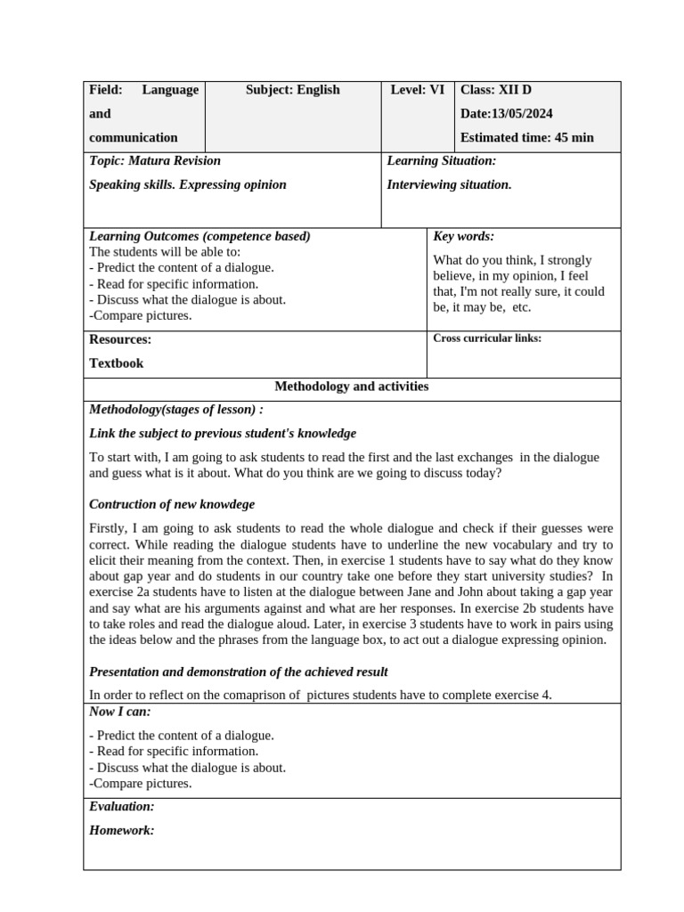 95. Speaking skills. Expressing opinion | PDF