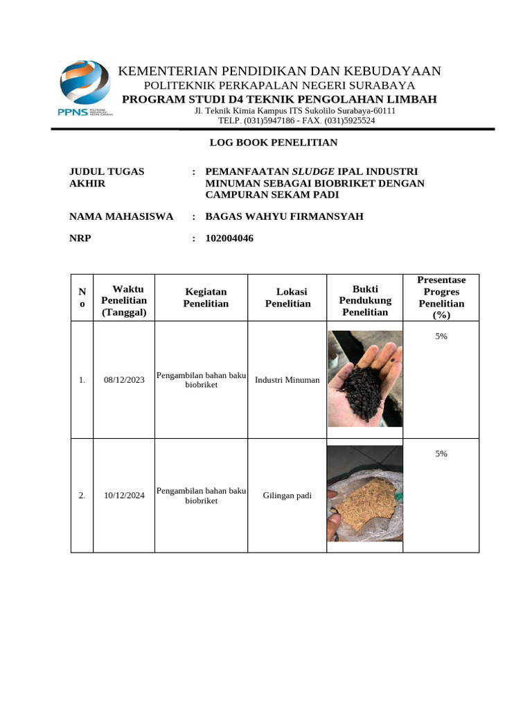 Log Book Ta Bagas | PDF