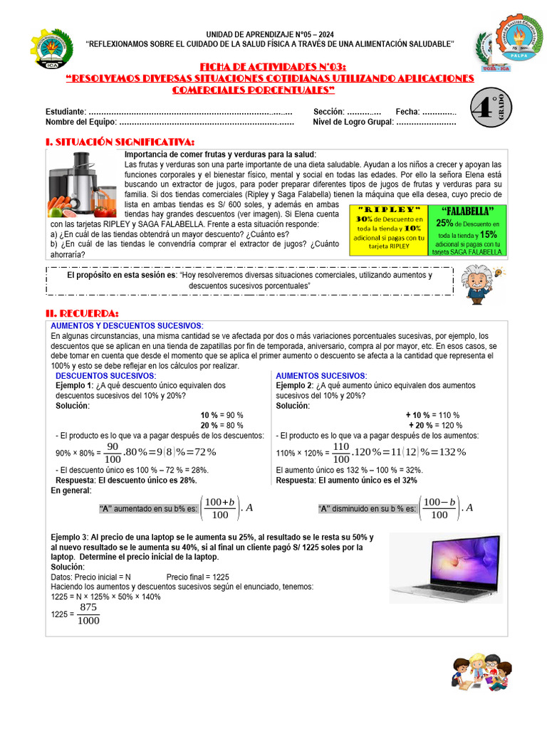 Solucion 3-4to-Ua5-2024 | PDF | Porcentaje