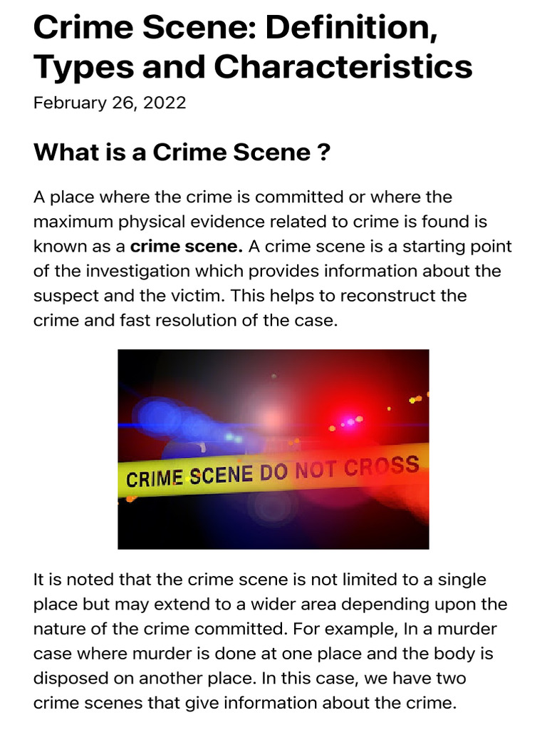 BFS 6 Crime Scene - Definition, Types and Characteristics | PDF
