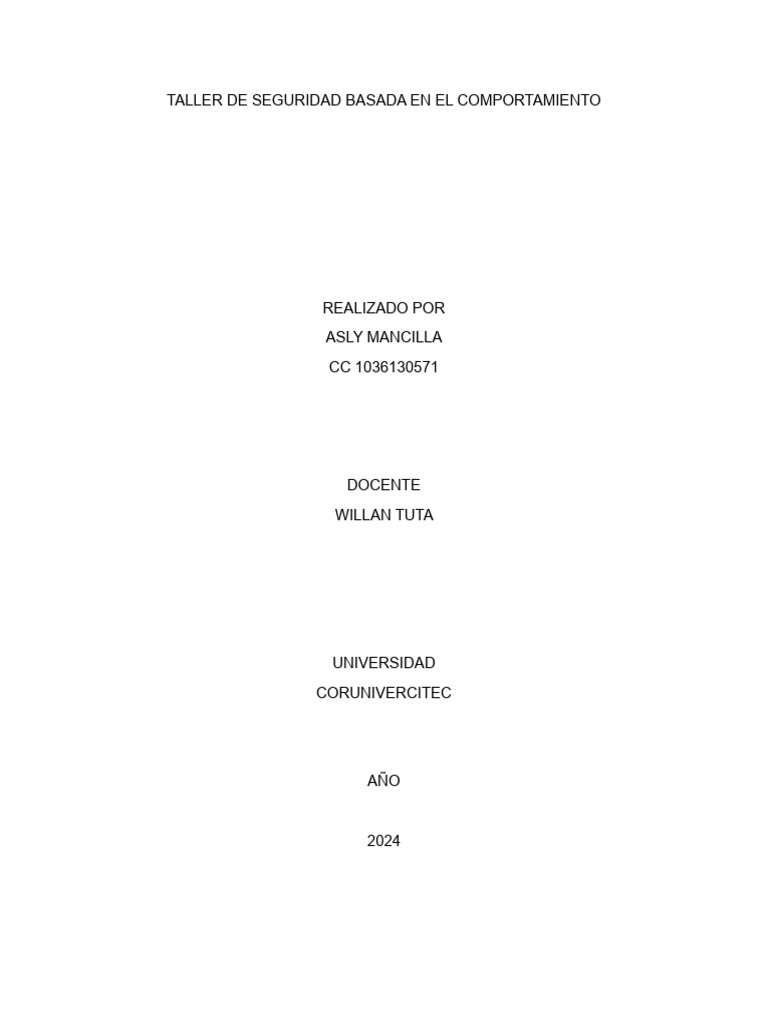 Taller de Seguridad Basada en El Comportamiento | PDF