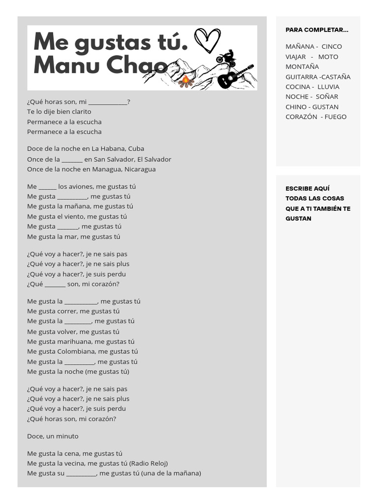 Me Gustas Tú - Manu Chao | PDF