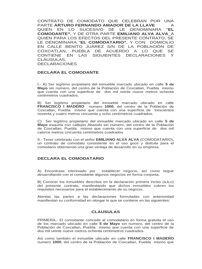 COMODATO | PDF