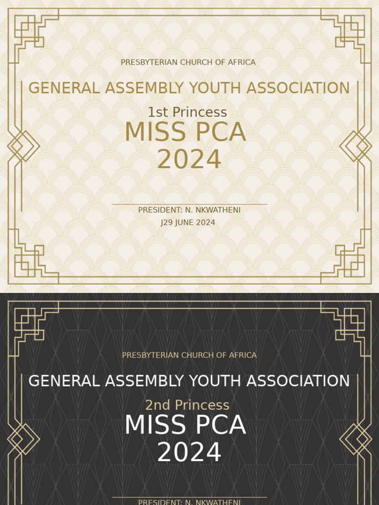 General Assembly Youth Association: Miss Pca 2024 | PDF