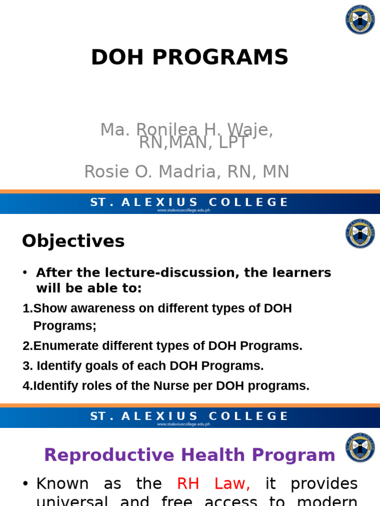 DOH Programs Autosaved | PDF | Breastfeeding | Childbirth