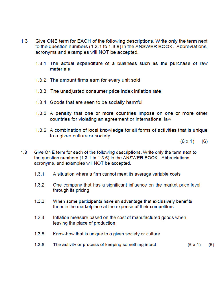 Economics Terminology From All Nine Provinces p2 | PDF