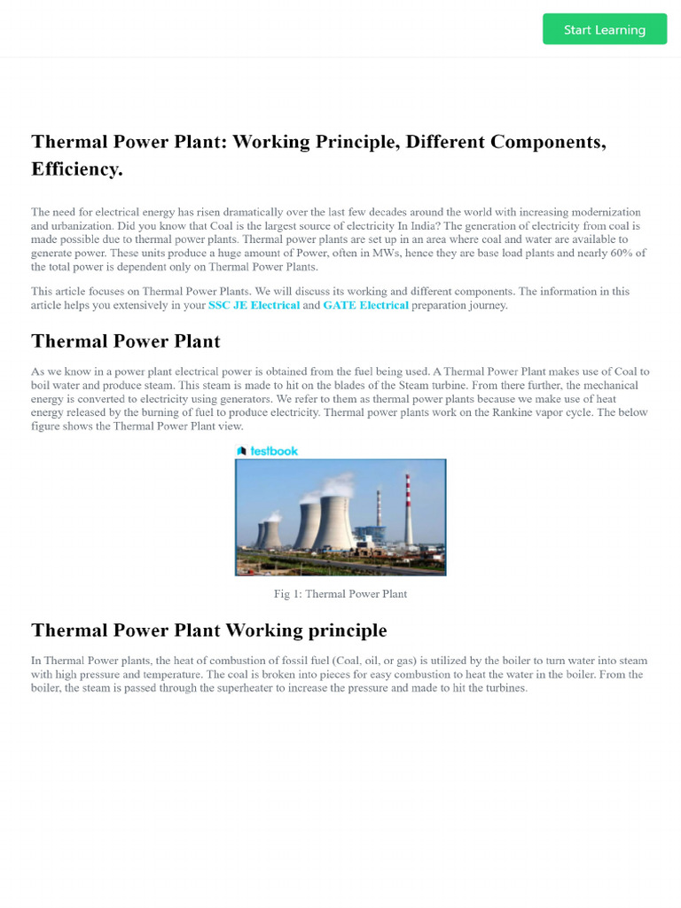thermal-power-plant-working-requirements-components-losses-89dbdbf6 | PDF