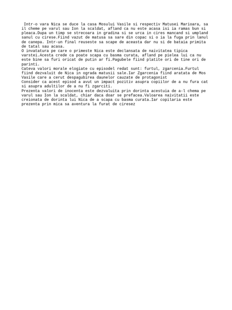 Proiect Amintiri Din Copilarie | PDF