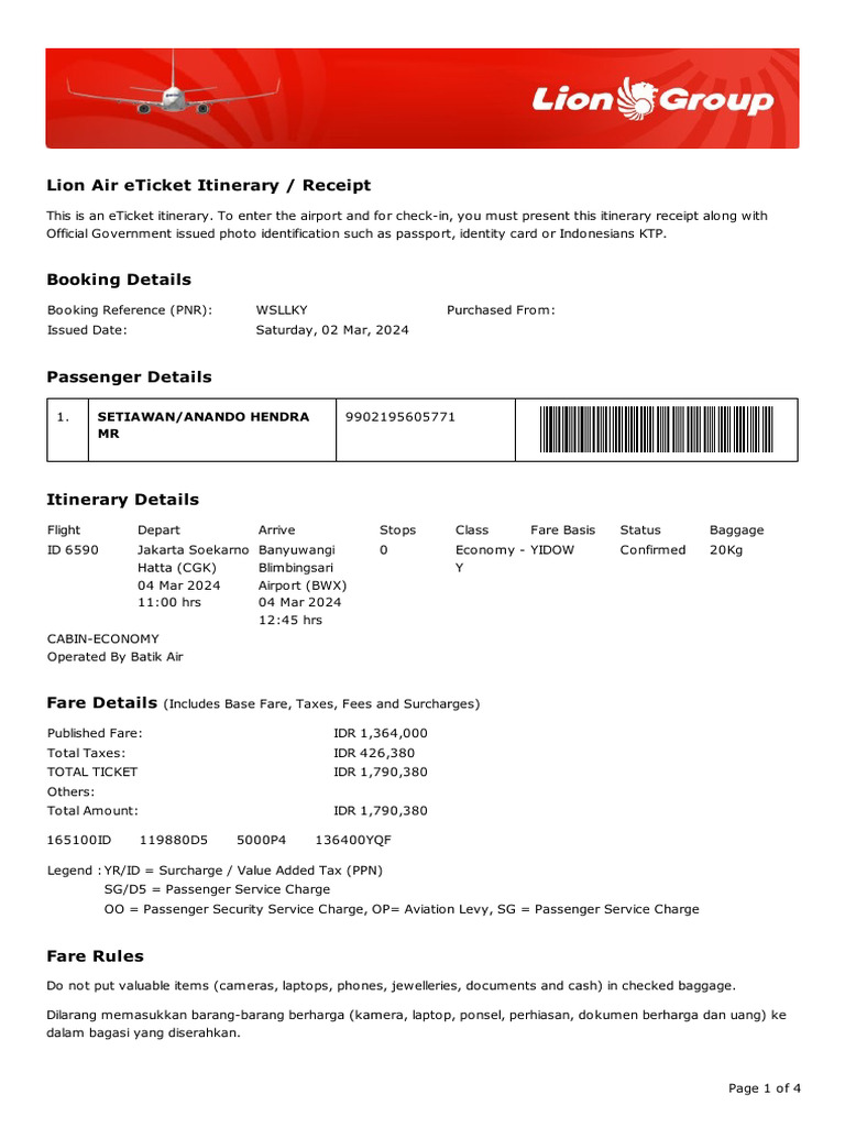 Lion Ticket - WSLLKY | PDF