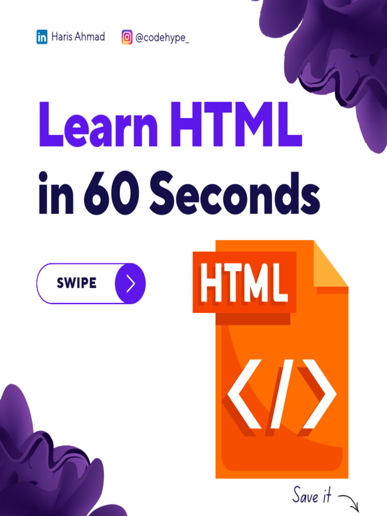 Learn HTML in 60 Seconds | PDF