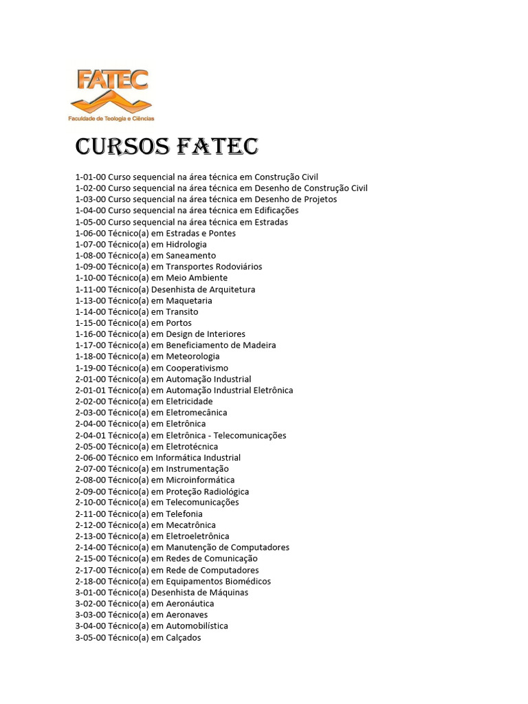 Cursos - FATEC | PDF