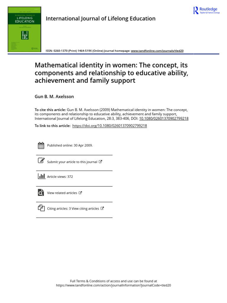 Mathematical Identity in Women The Concept Its Components and ...