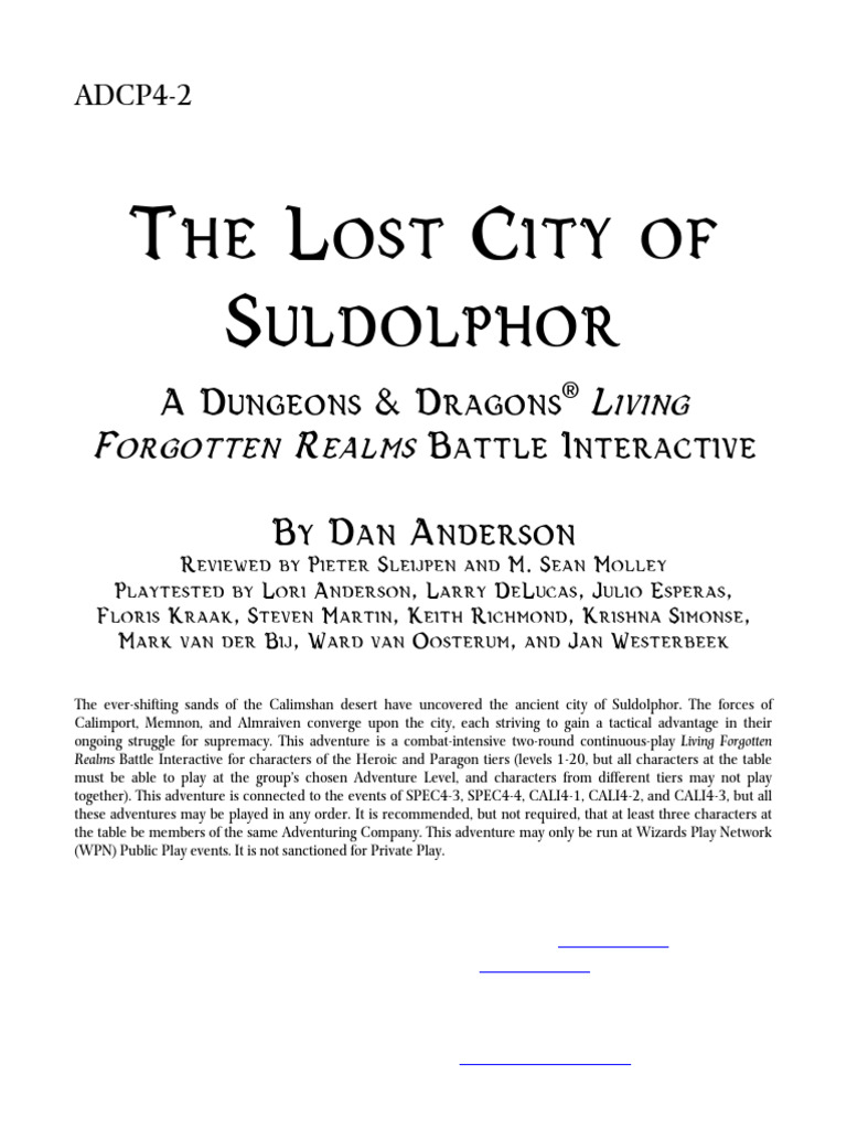 ADCP4-2 The Lost City of Suldolphor | PDF