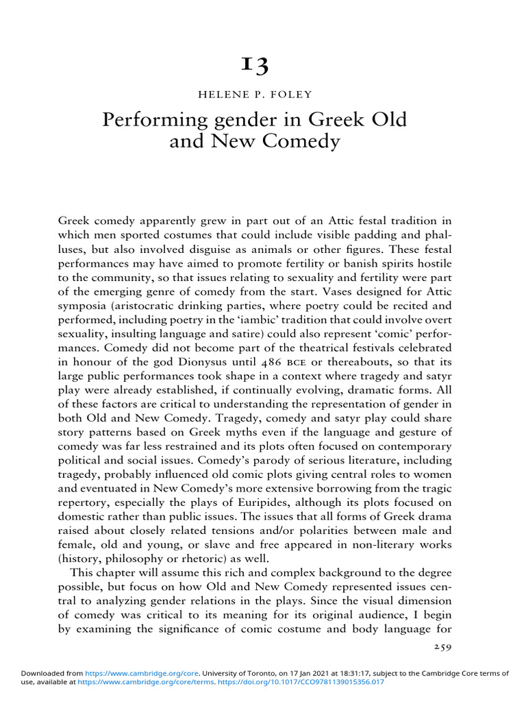 01.28.21 Performing Gender in Greek Old and New Comedy | PDF