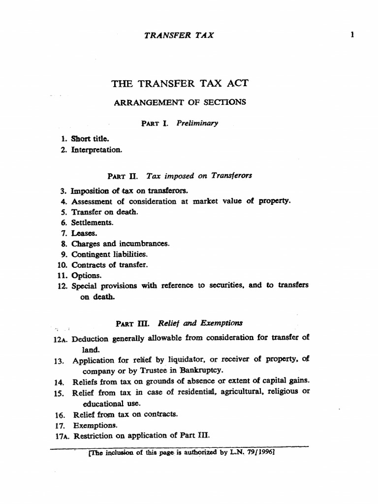 The Transfer Tax Act | PDF