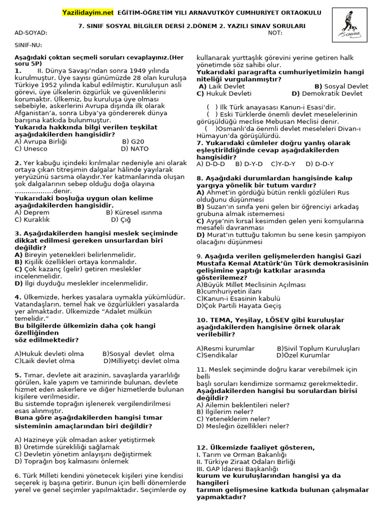 7 Sos 2 D 2 Yaz | PDF