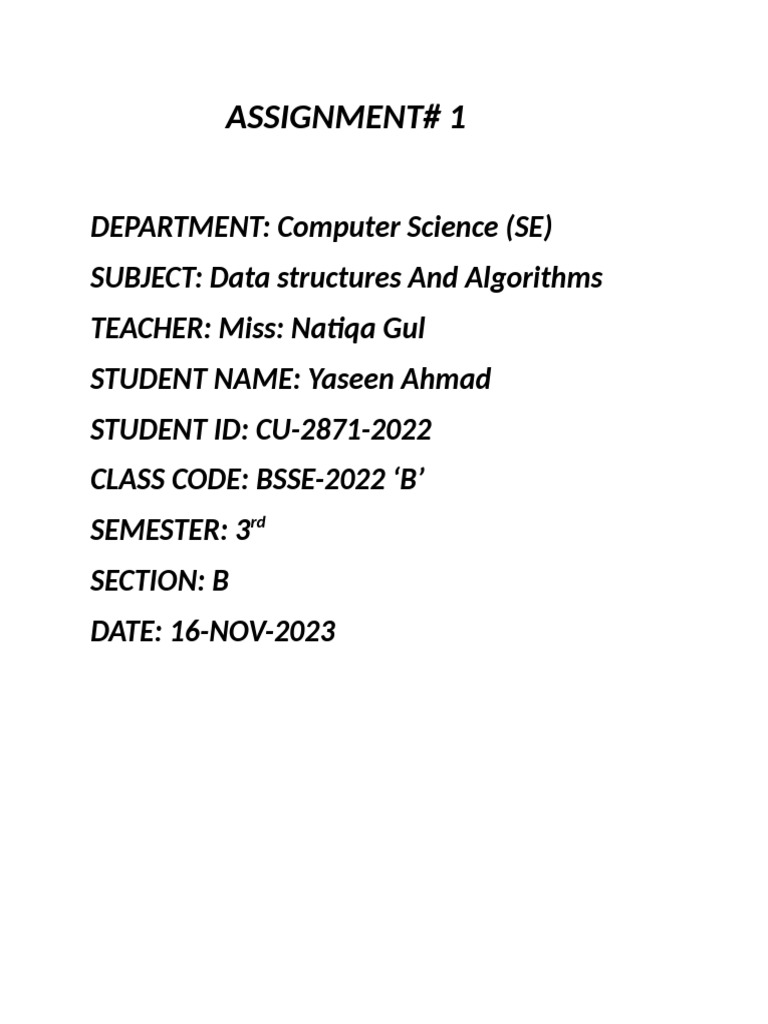 DSA assignment | PDF