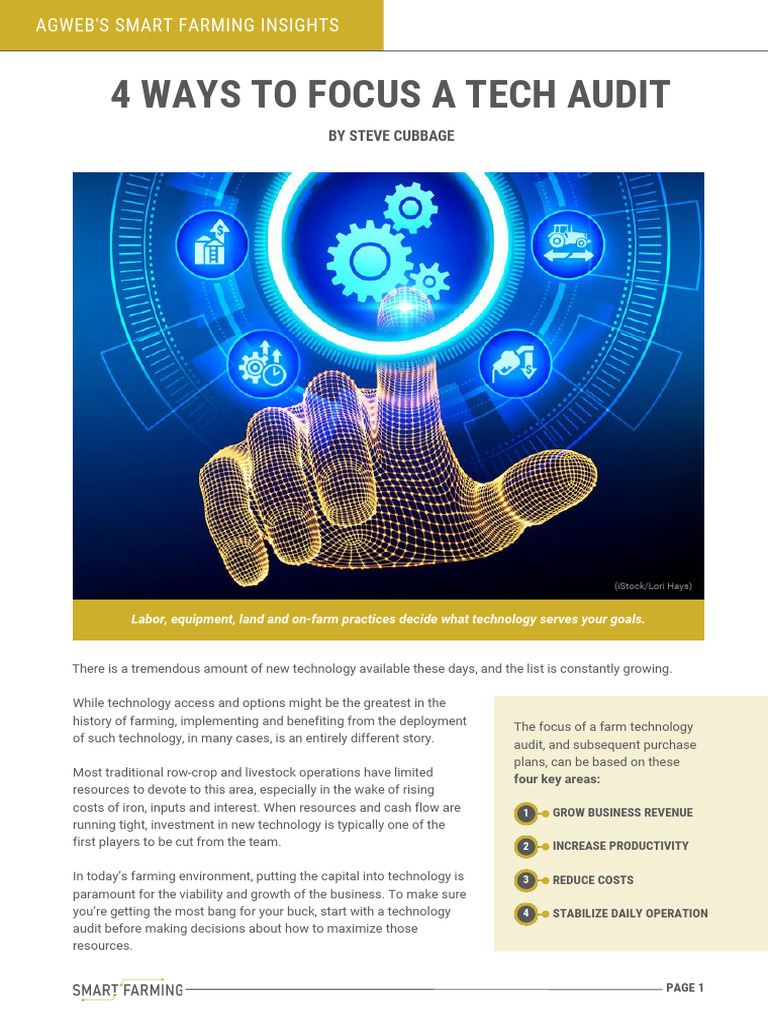 2024 AgWeb's Smart Farming Insights - 4 Ways To Focus Tech Audit | PDF