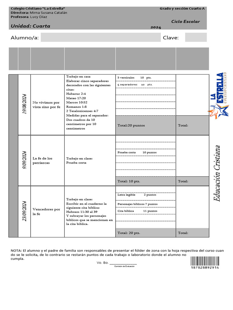 Hoja de Programación VI U. 4to. A 2024 | PDF