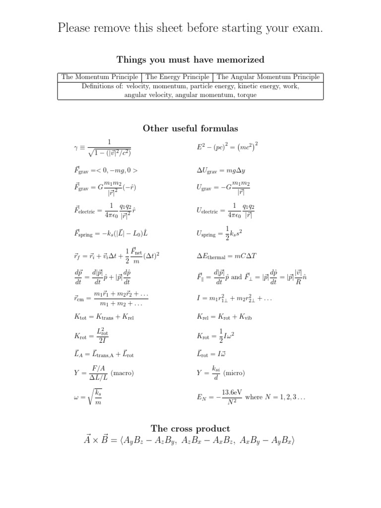 2211 Formula Sheet | PDF