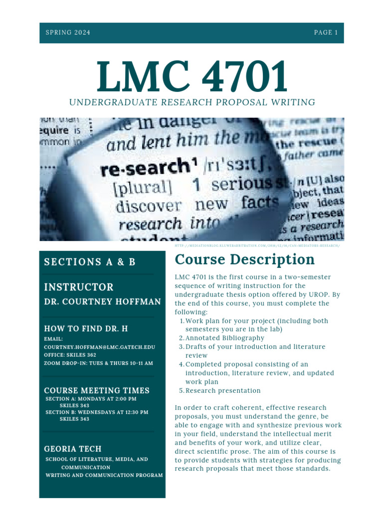 Spr24 LMC 4701 f2f Syllabus | PDF