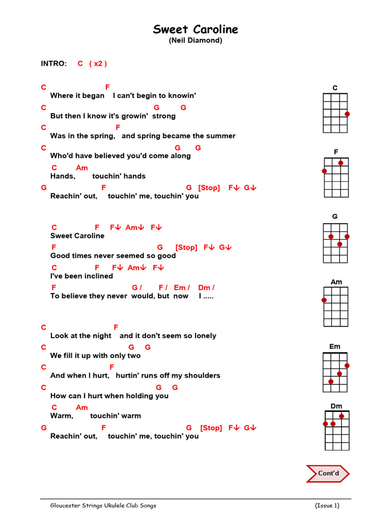 Sweet Caroline | PDF | String Instruments | Chordophones