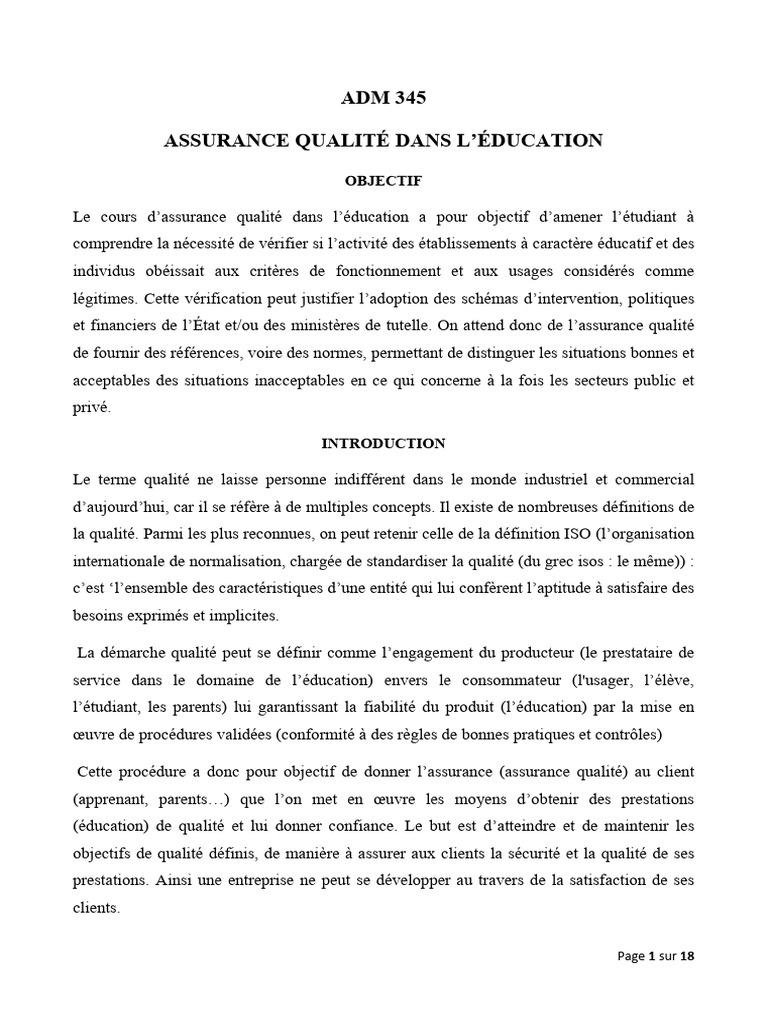 Adm 345 Support de Cours 1 | PDF