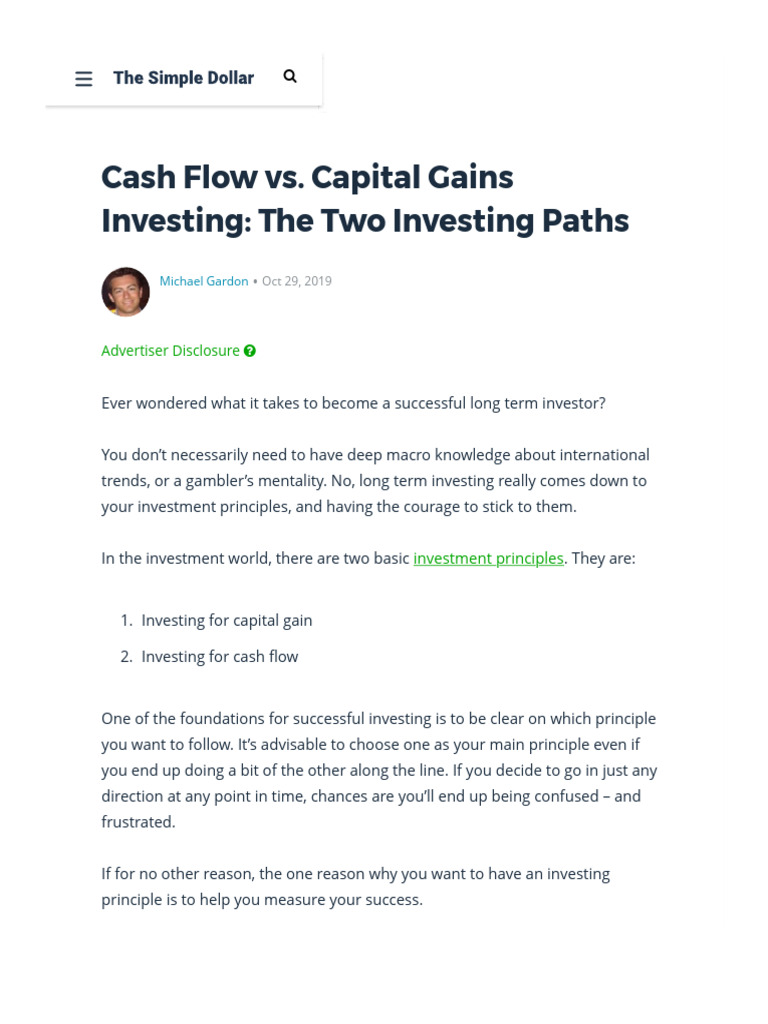 Cash Flow vs. Capital Gains Investing - The Two Investing Paths - The ...