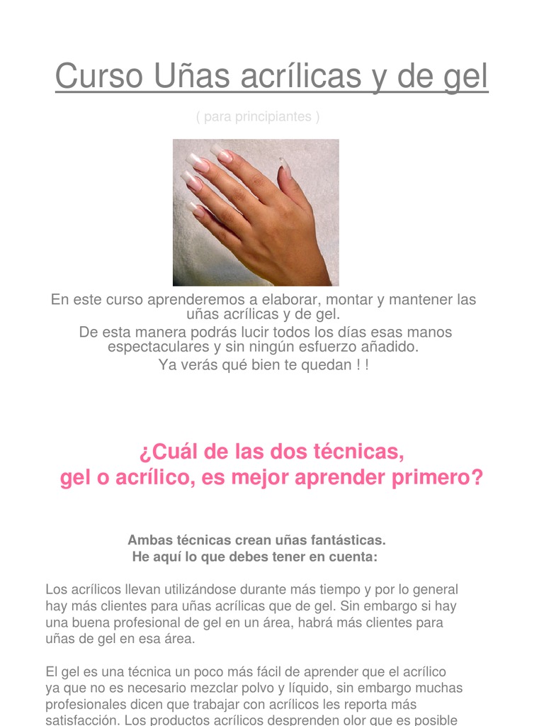 CURSO DE UÑAS ACRILICAS | PDF | Clavo (anatomía) | Pintura acrilica
