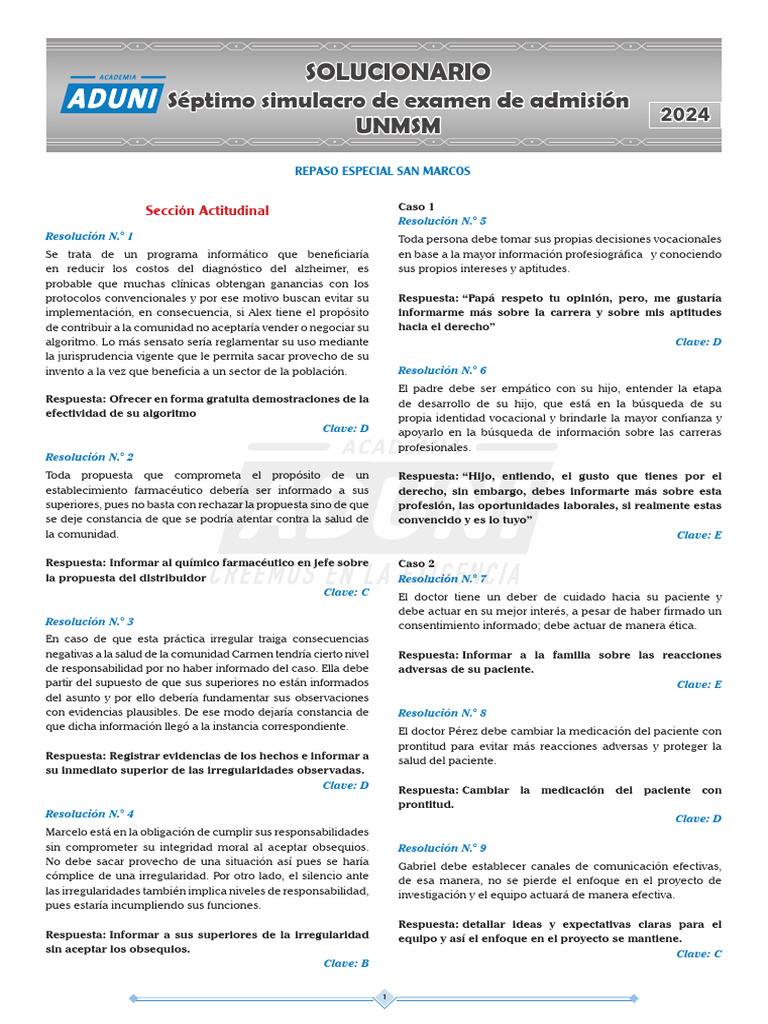 7 - Sol - Repaso Especial SM - 2024 | PDF | Consentimiento informado