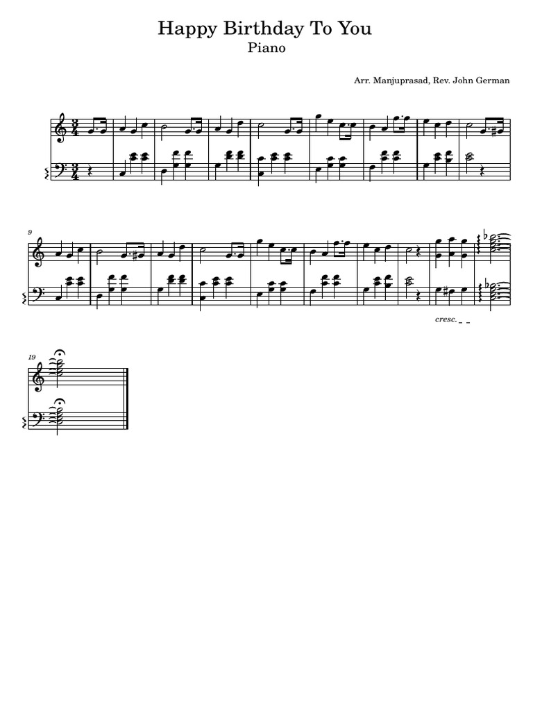 Happy Birthday to You Piano | PDF