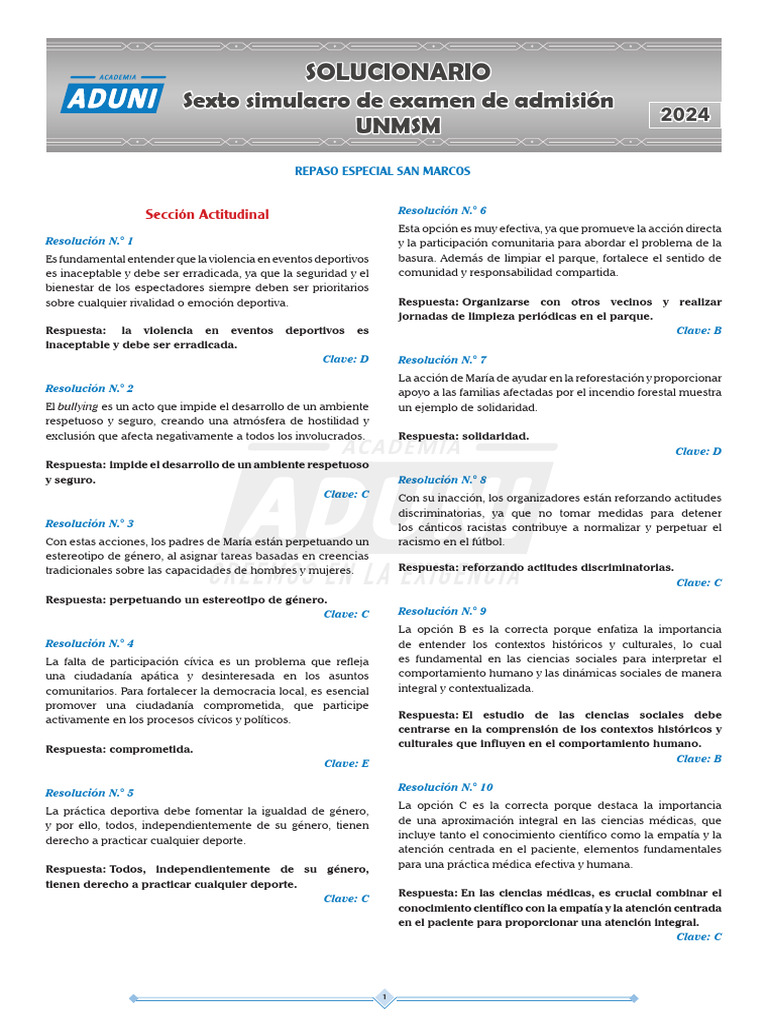 6 - Sol - Repaso Especial SM - 2024 | PDF | Rol de género | Conocimiento