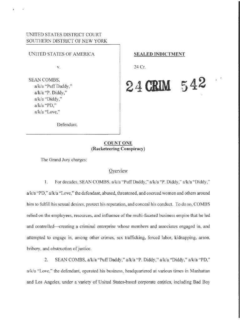 Read The Full Indictment Against Sean 'Diddy' Combs | PDF