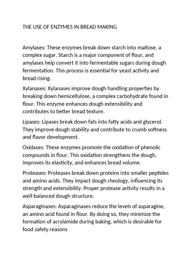 The Use of Enzymes in Bread Making | PDF