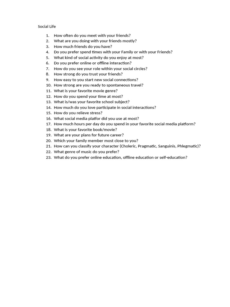Social Life | PDF