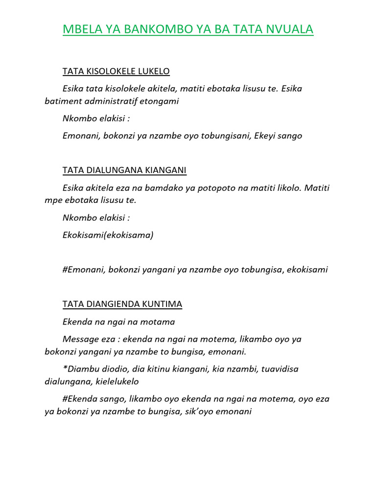 Mbela Ya Bankombo Ya Ba Tata Nvuala | PDF